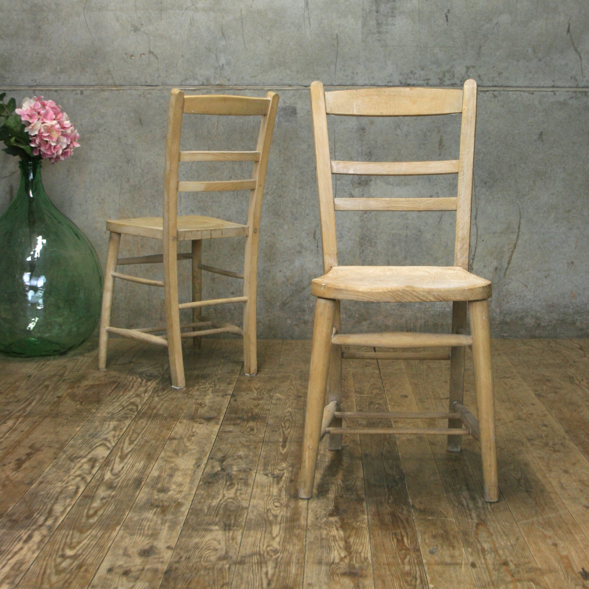 Set of Six Vintage Rustic Chairs #1502m – Mustard Vintage