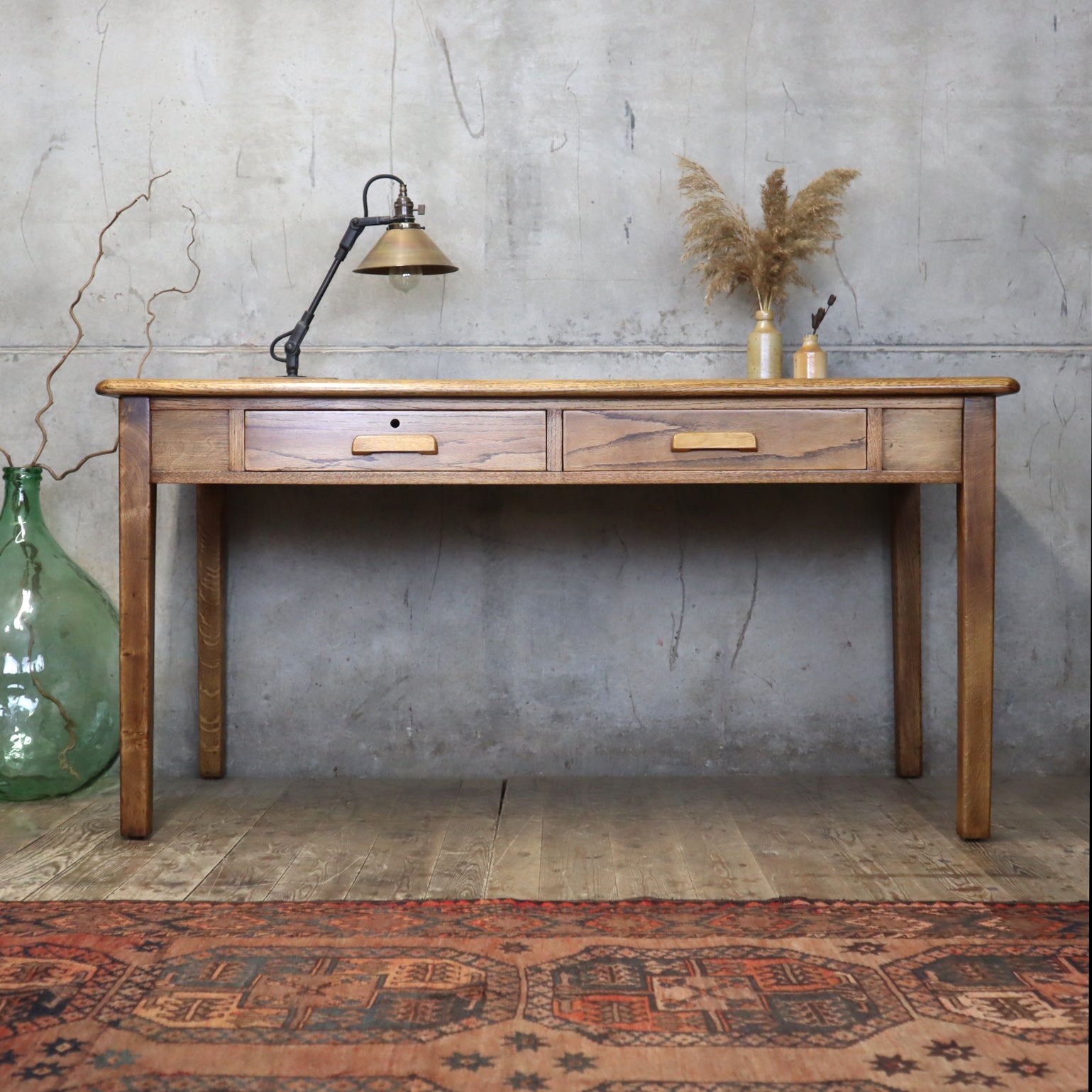 Mid Century Rustic Oak Abbess Desk - 2402e – Mustard Vintage