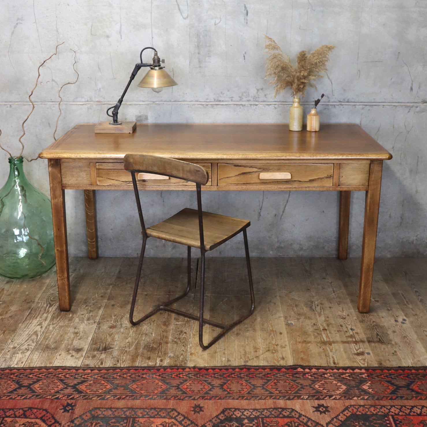 Mid Century Rustic Oak Abbess Desk - 2402e – Mustard Vintage