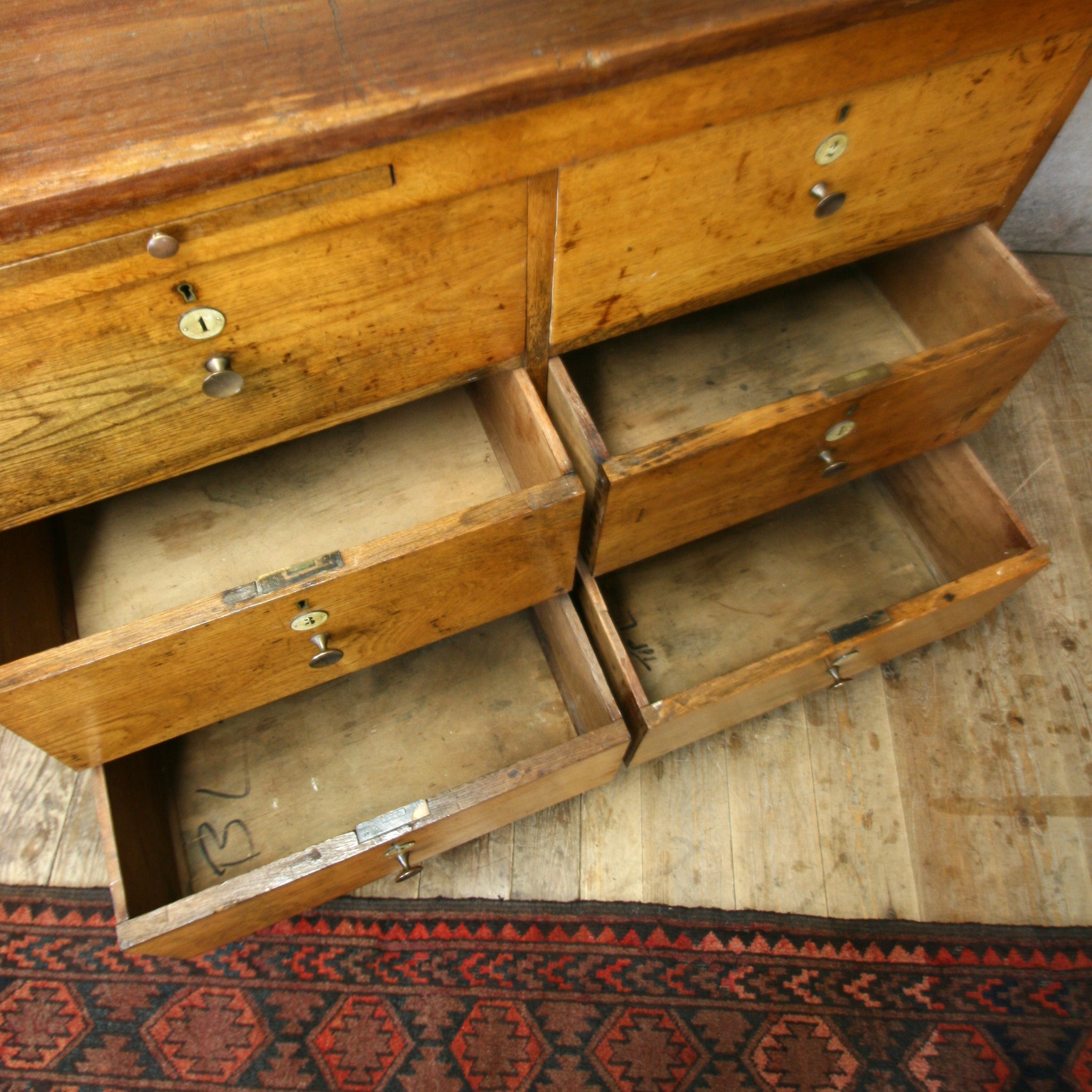 Vintage Rustic Oak School Laboratory Drawers - 3007o – Mustard Vintage