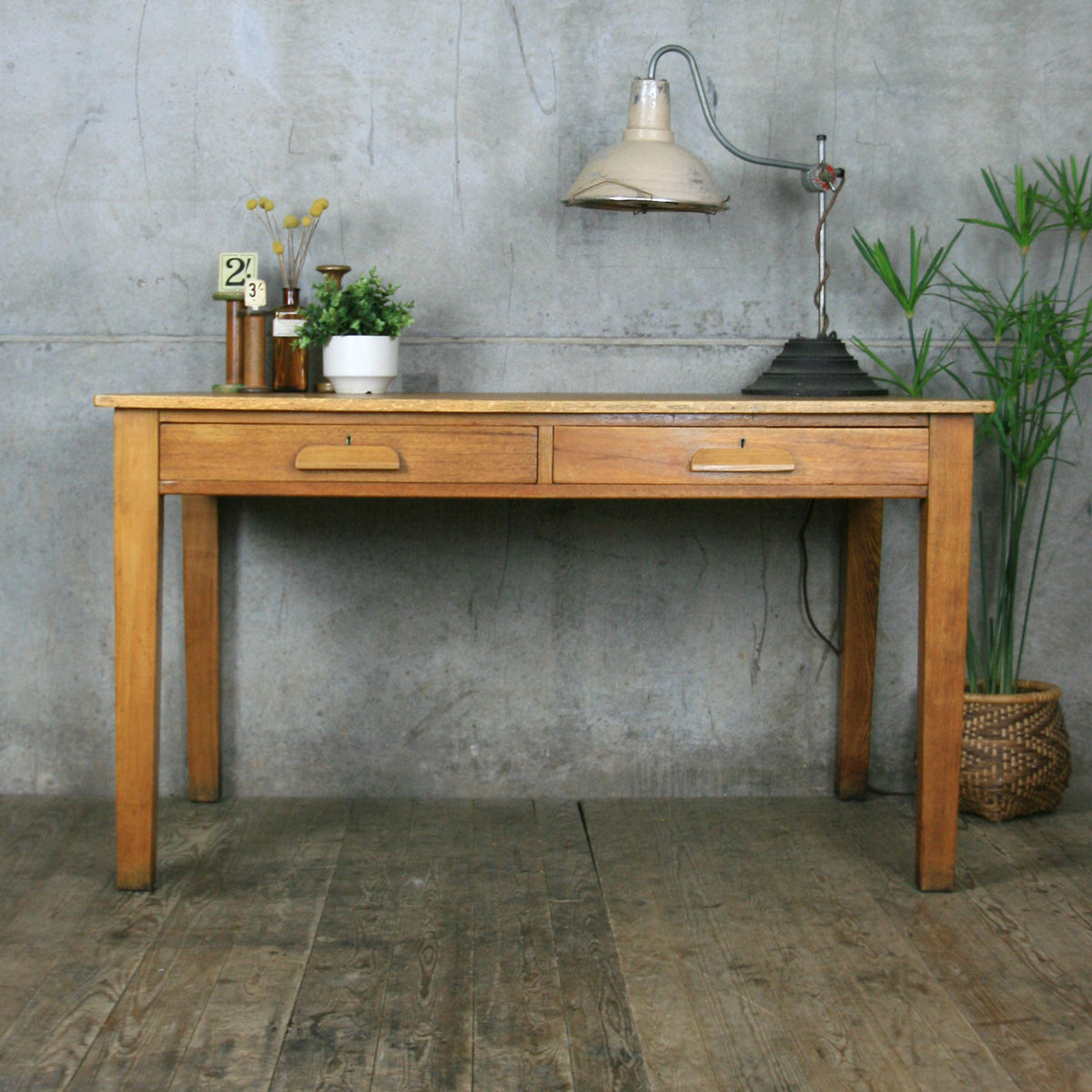 Vintage Rustic Oak Solicitors Desk – Mustard Vintage
