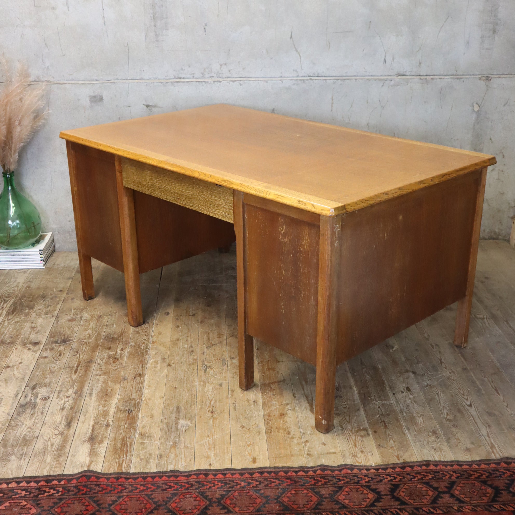 Large Vintage Rustic Oak Desk - 2608g – Mustard Vintage