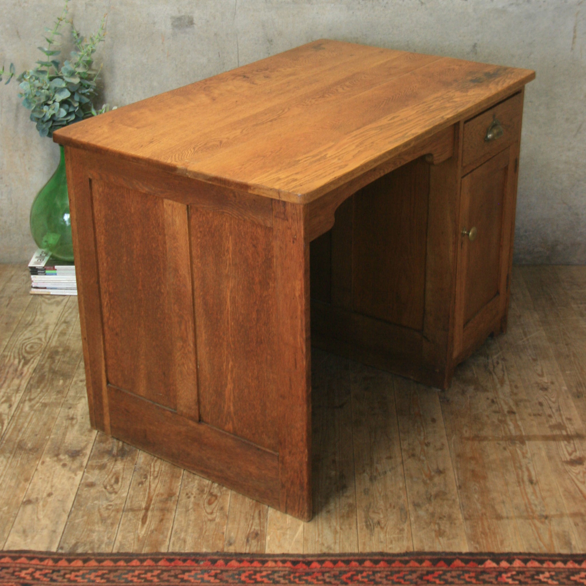 Small Vintage Rustic Oak Desk - 1505e – Mustard Vintage