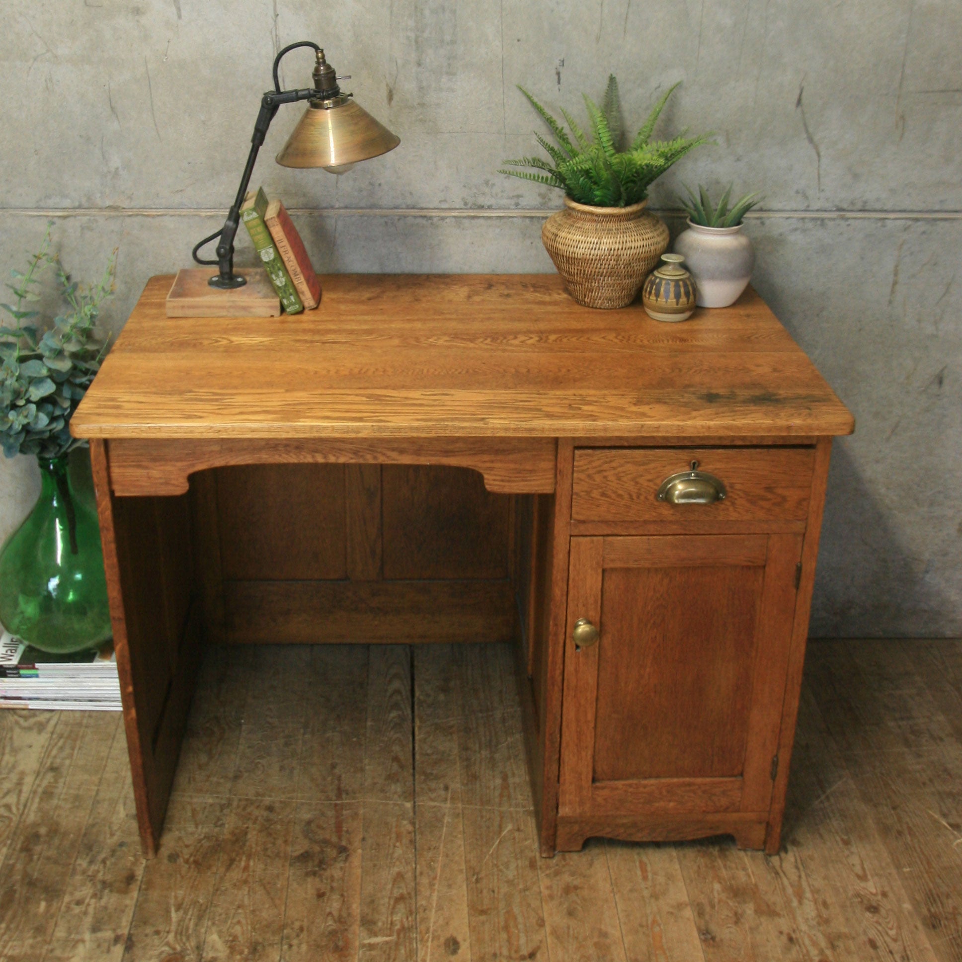 Small Vintage Rustic Oak Desk - 1505e – Mustard Vintage
