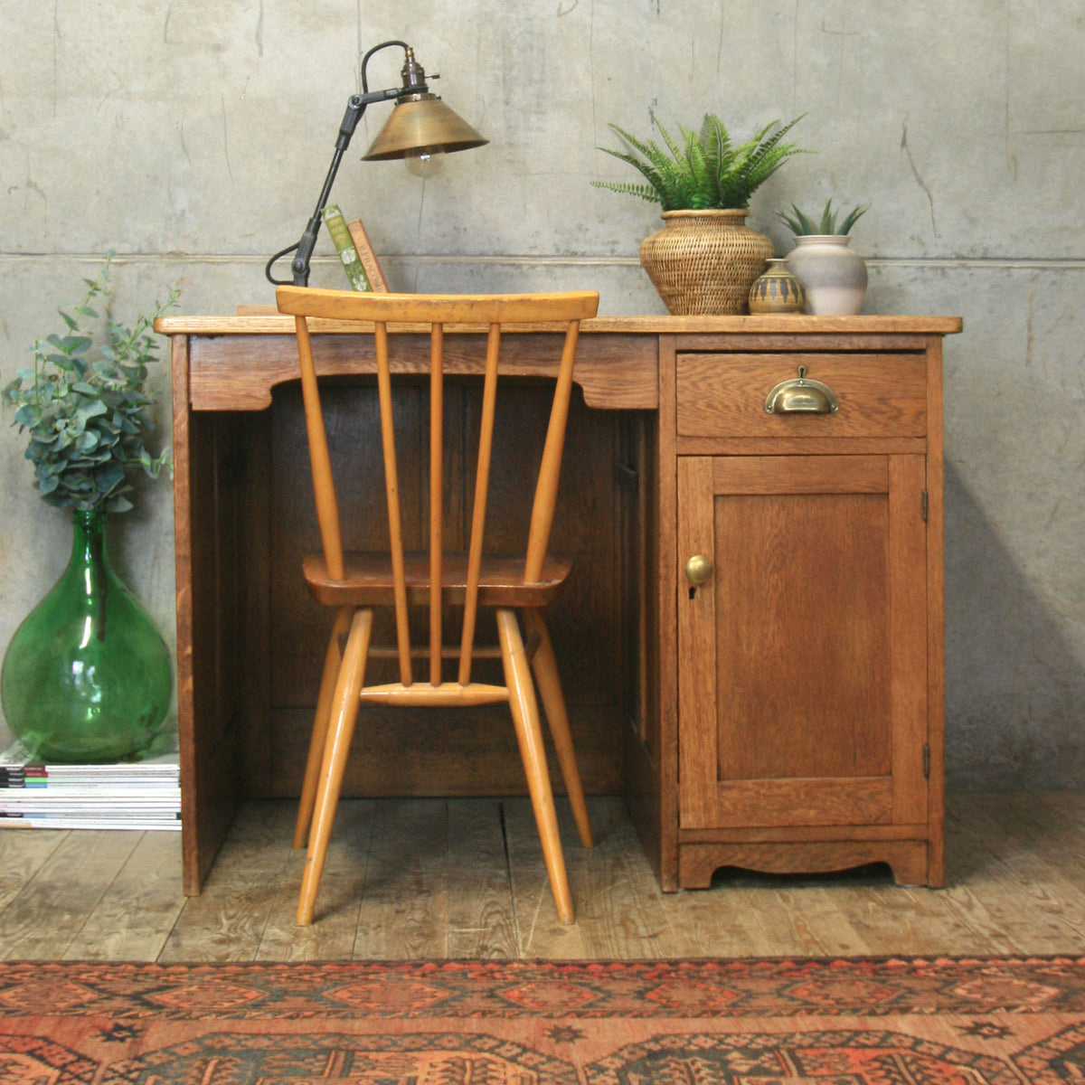 Small Vintage Rustic Oak Desk - 1505e – Mustard Vintage