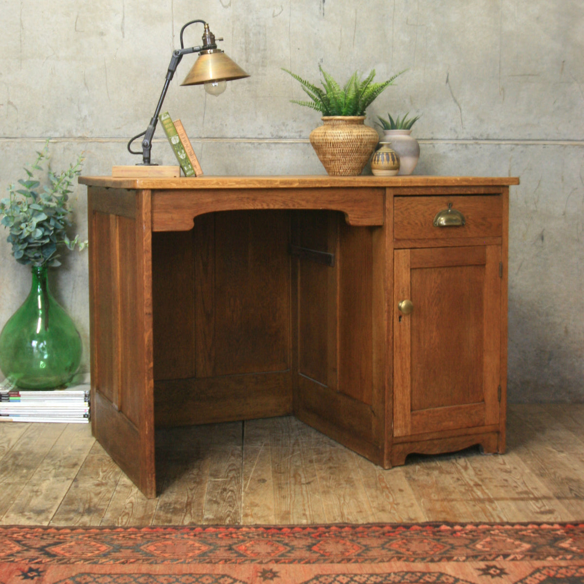 Small Vintage Rustic Oak Desk - 1505e – Mustard Vintage