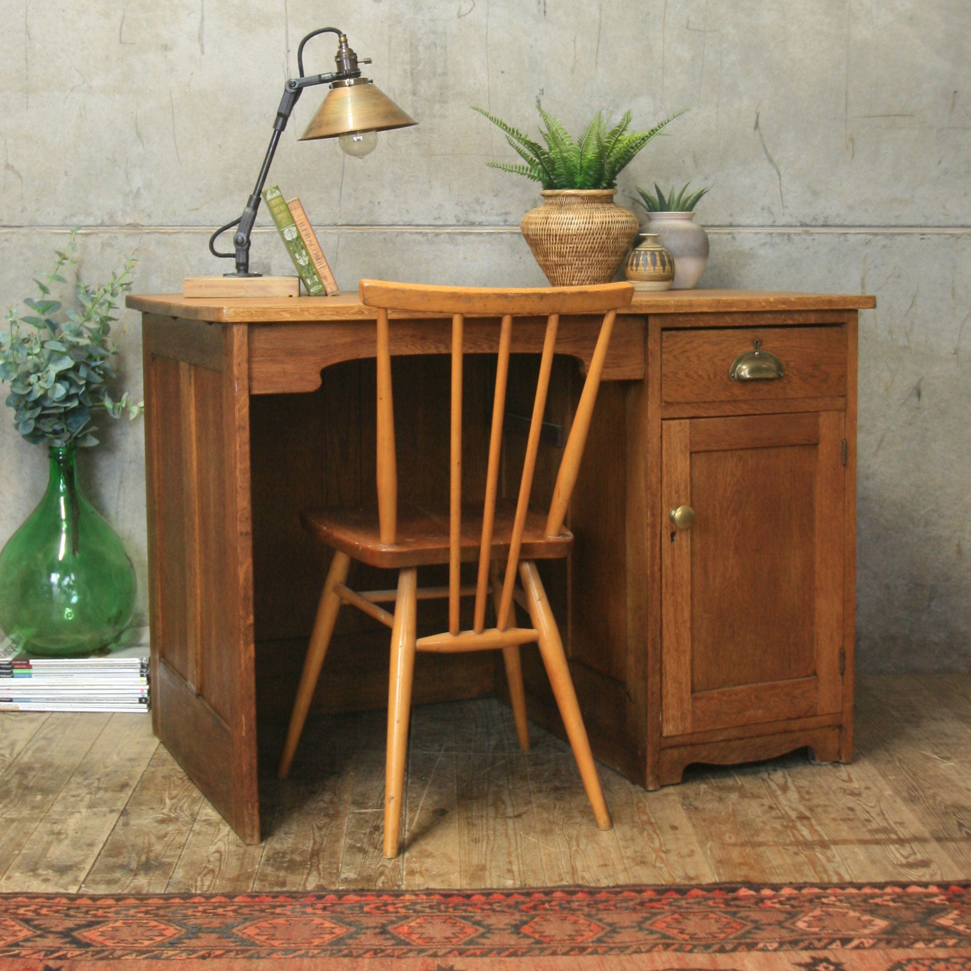 Small Vintage Rustic Oak Desk - 1505e – Mustard Vintage