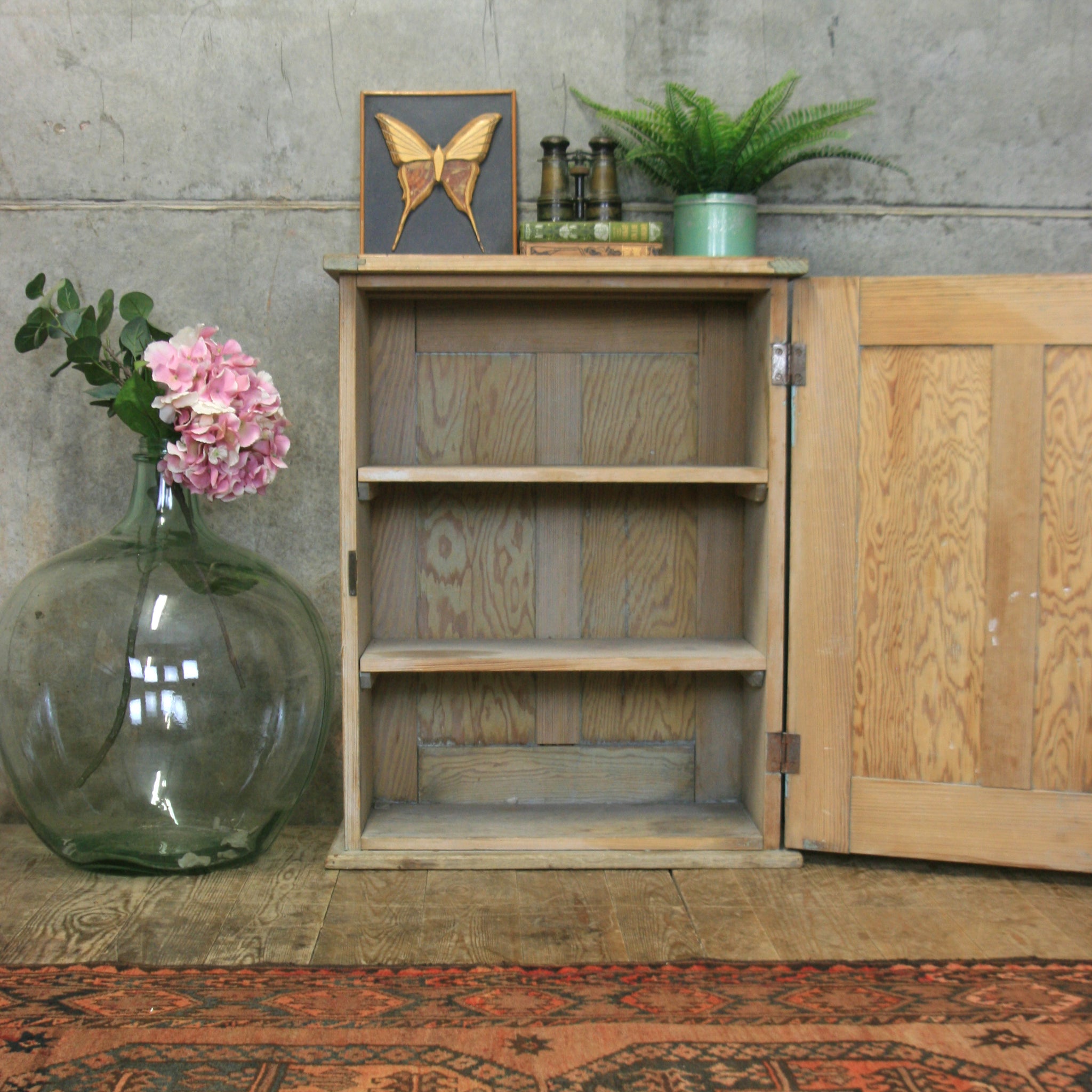 small pine display cabinet