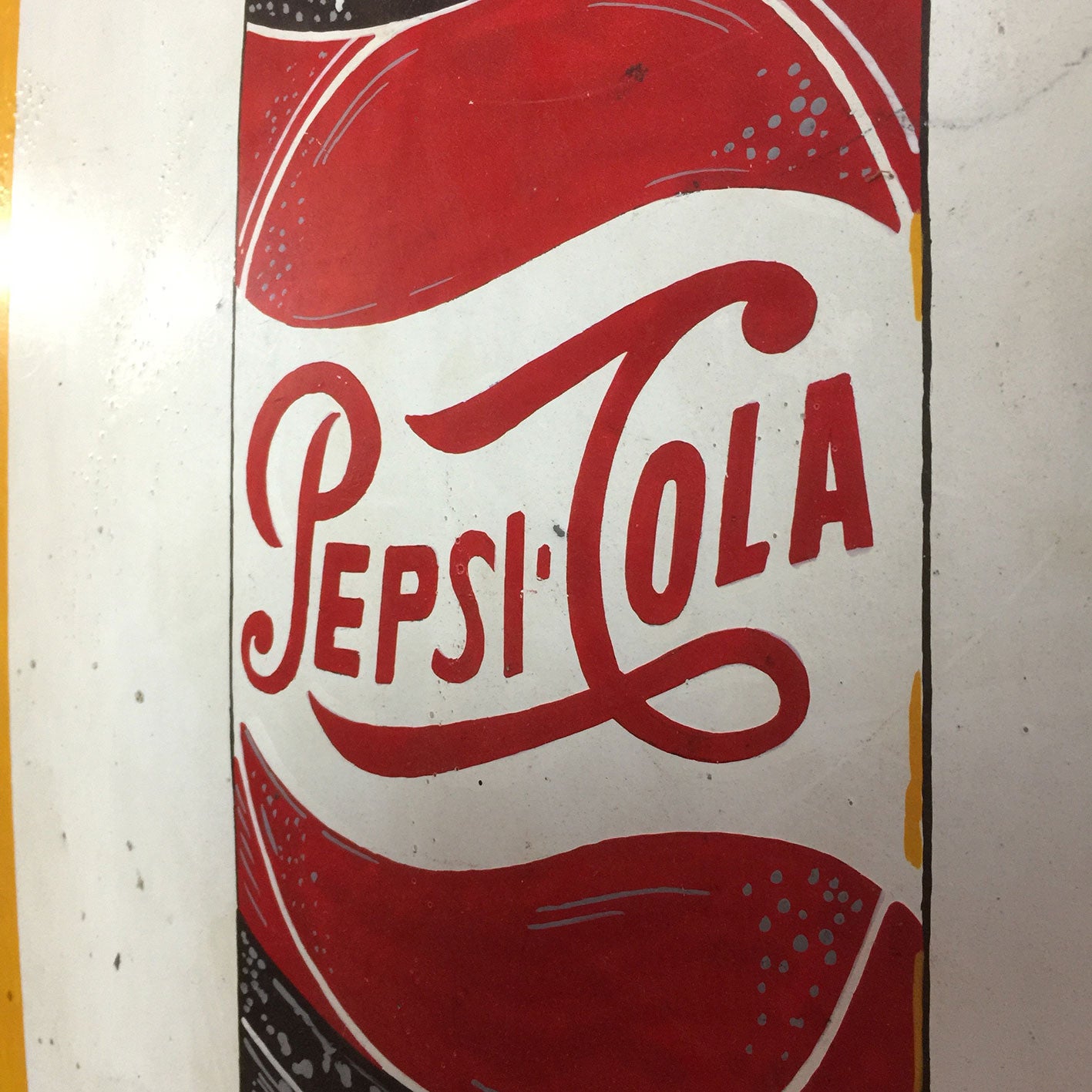 Vintage Hand Painted Tin Pepsi Sign – Mustard Vintage