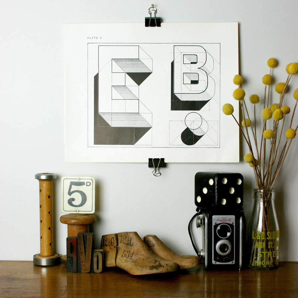 Vintage 'EB' Typographic Plate No.9 – Mustard Vintage